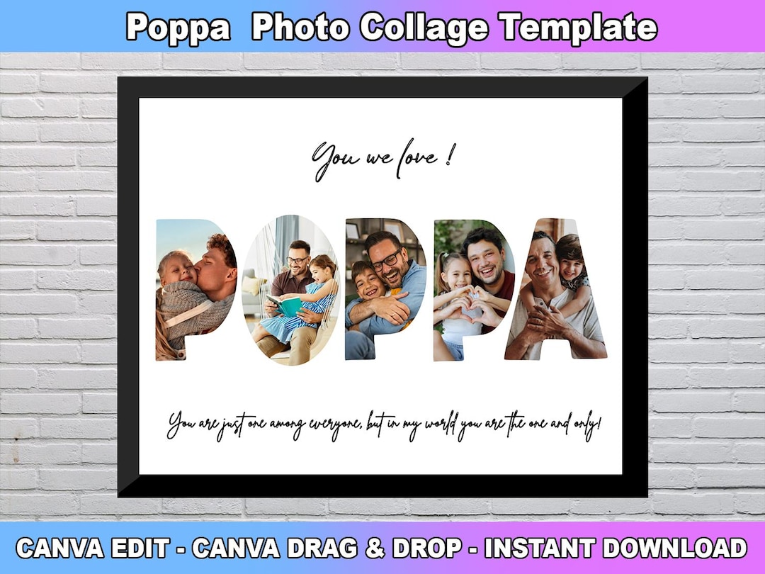 POPPA Photo Collage Template, Digital Printable, Personalized Photo ...