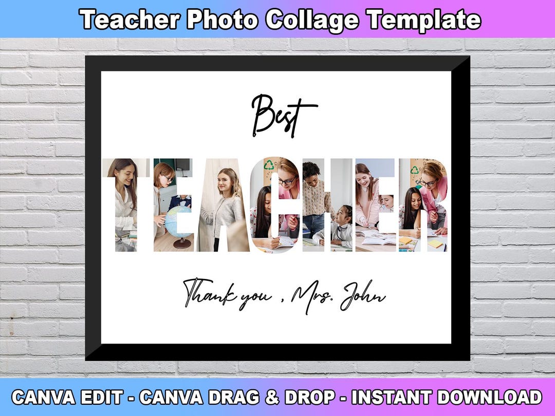 Teacher Photo Collage Template, Personalized Gift for Teacher's Day ...