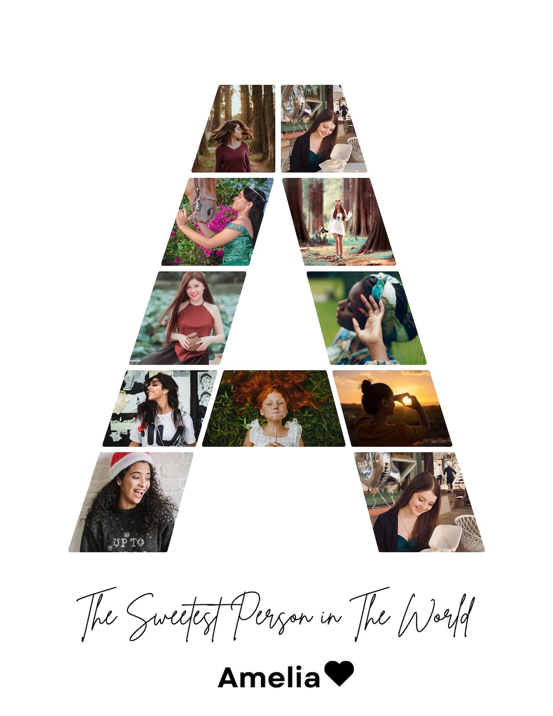 Letter A Photo Collage Template, Letter A Custom Name, Initial Photo ...