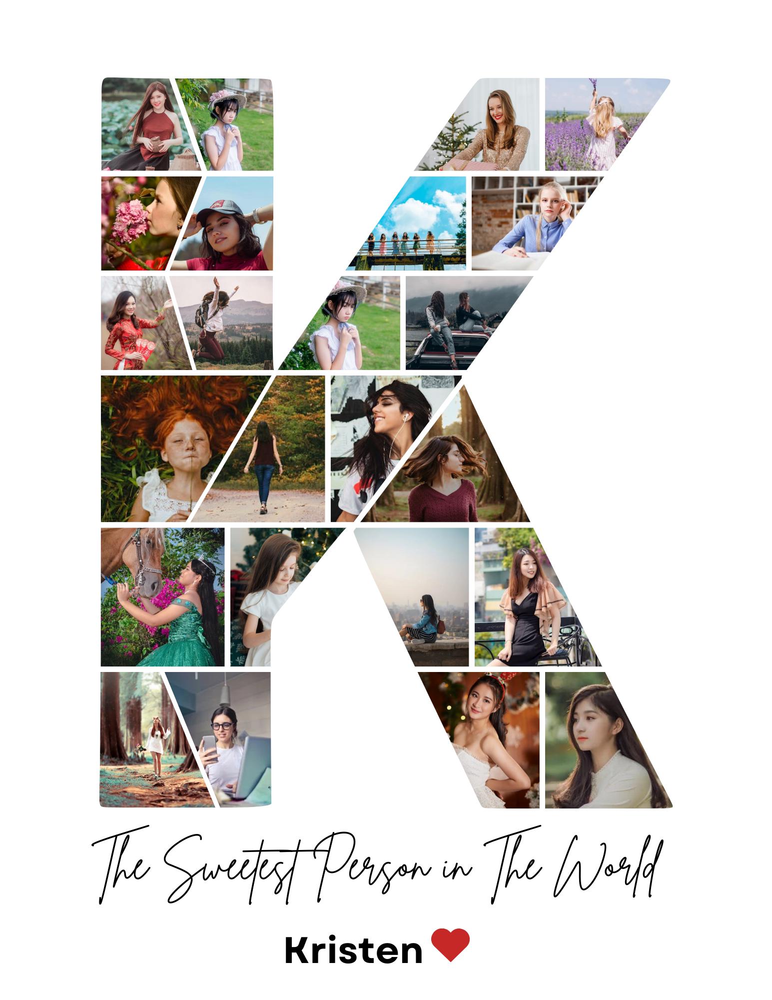 Letter K Photo Collage Template, Letter K Custom Name, Initial Photo ...