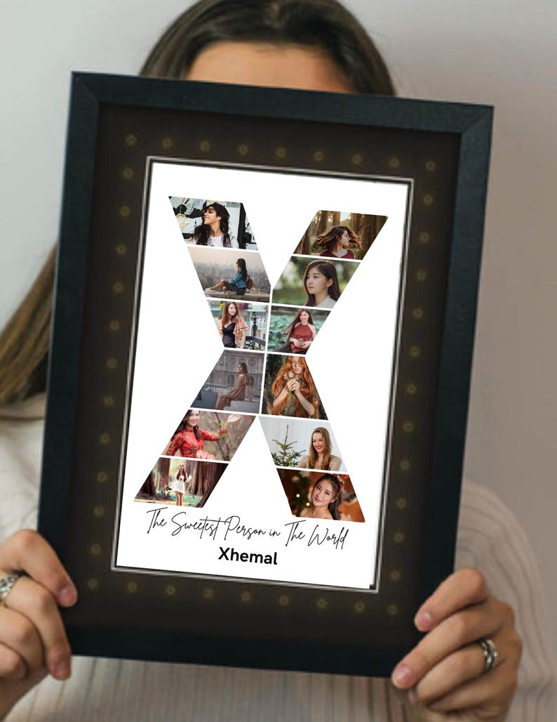 Letter X Photo Collage Template, Letter X Custom Name, Initial Photo ...
