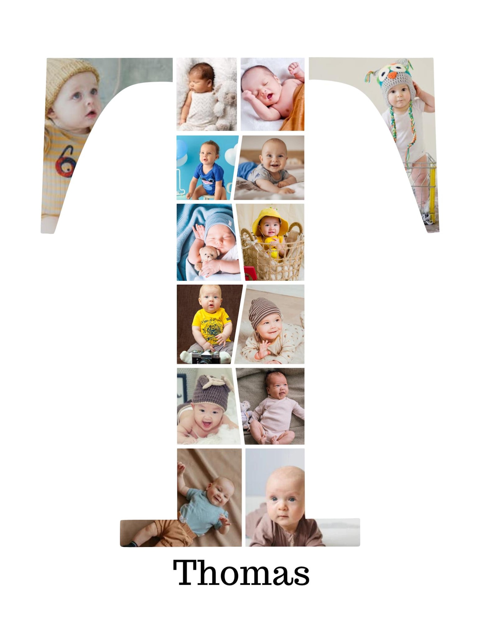 Letter T Photo Collage Template, Letter T Custom Name, Initial Photo ...