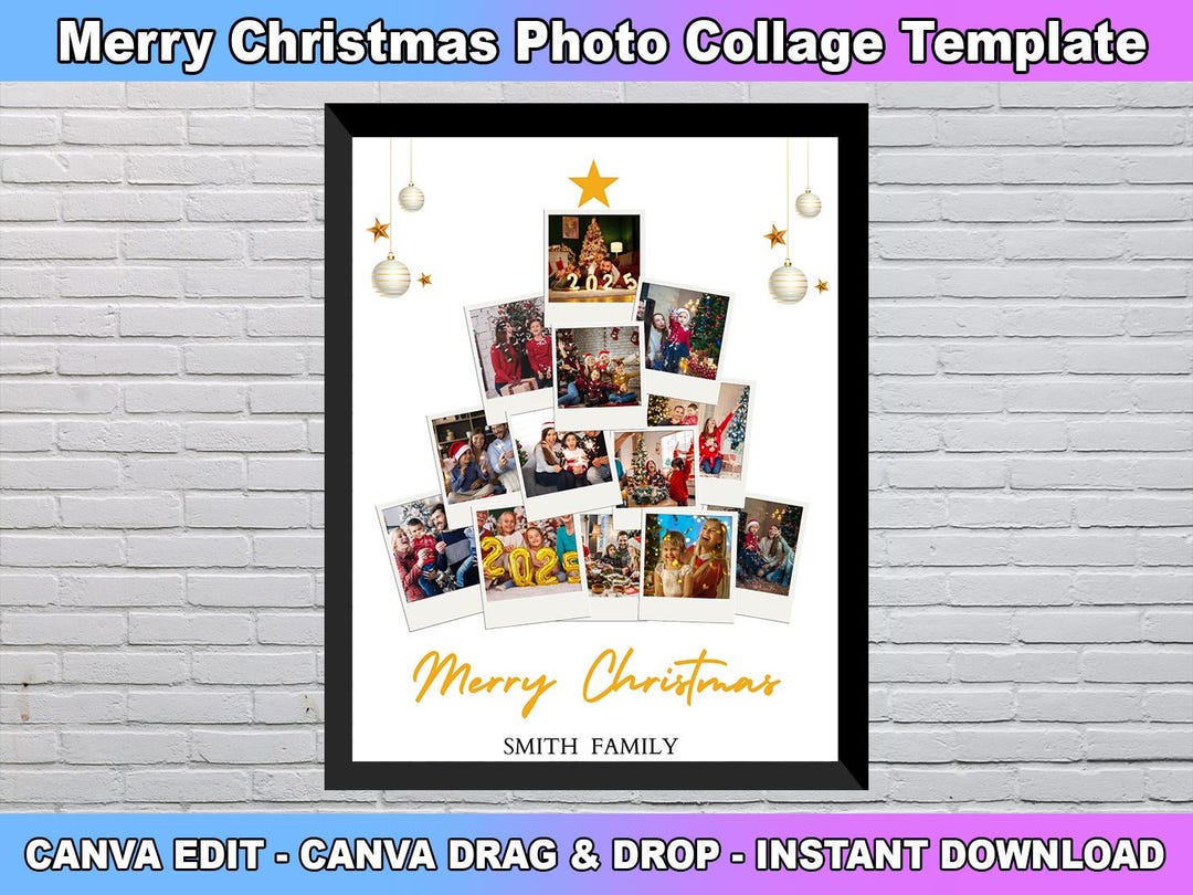 Christmas Tree Collage Template, Christmas Photo Collage, 2025 New Year ...