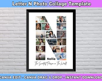 Letter T Photo Collage Template, Letter T Custom Name, Initial Photo ...