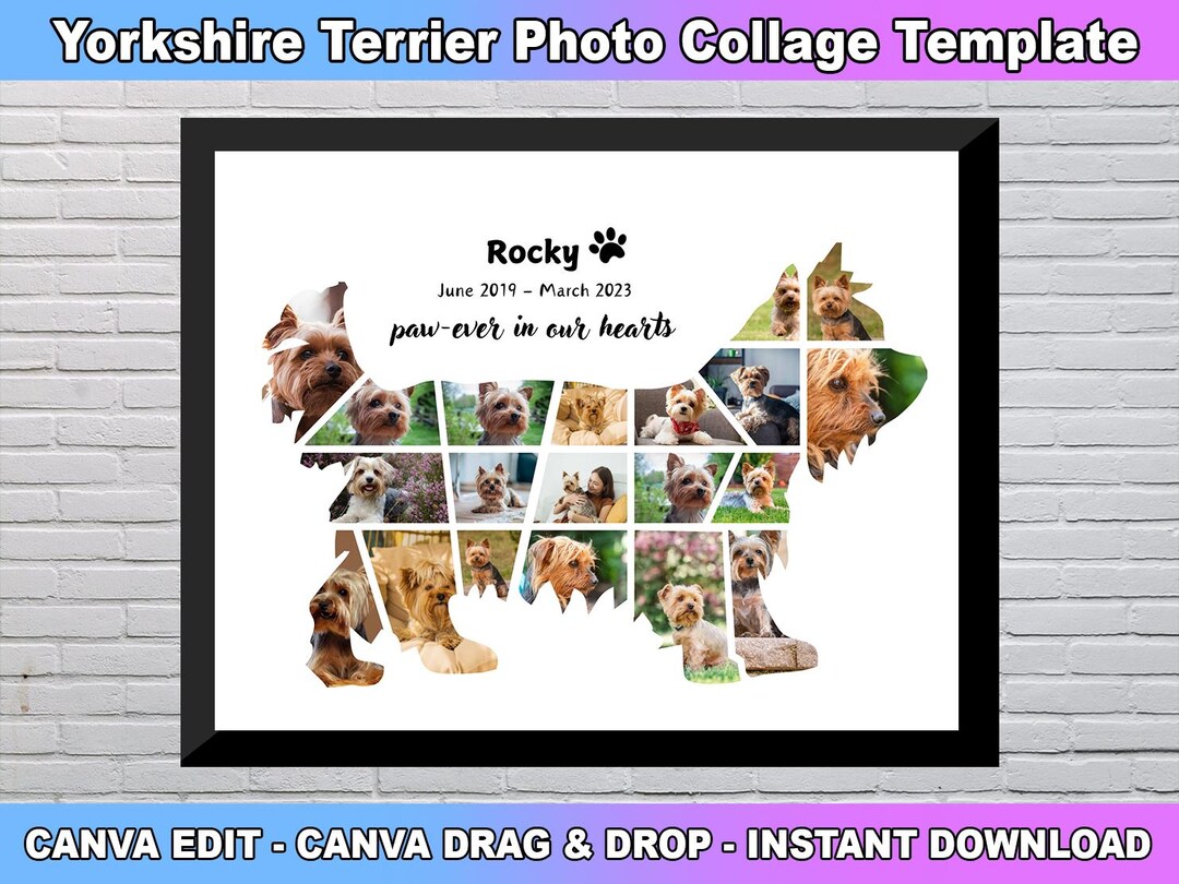 Yorkshire Terrier Photo Collage, Dog Memorial Collage, Remembering ...