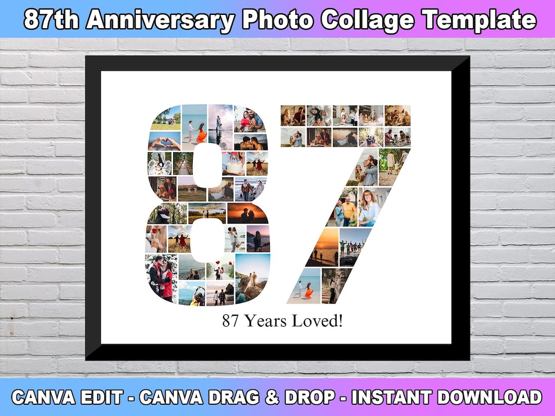 87th Birthday Photo Collage Template, Number 87 Collage, 87th Collage ...
