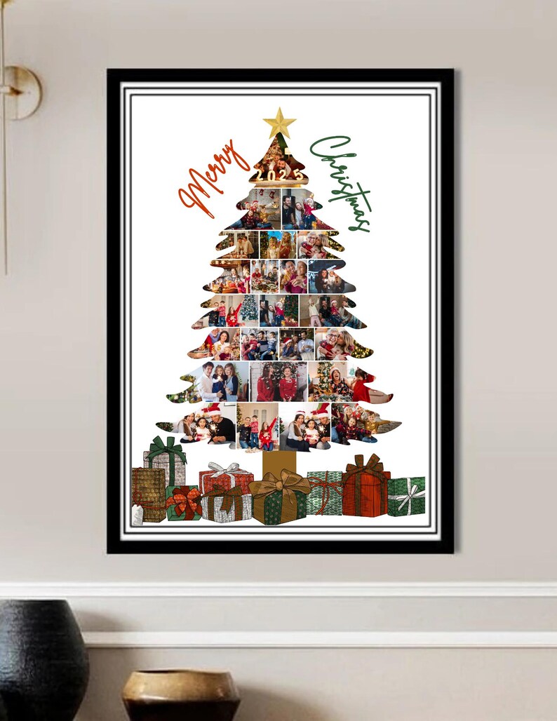 Christmas Tree Collage Template, Christmas Photo Collage, 2025 New Year ...