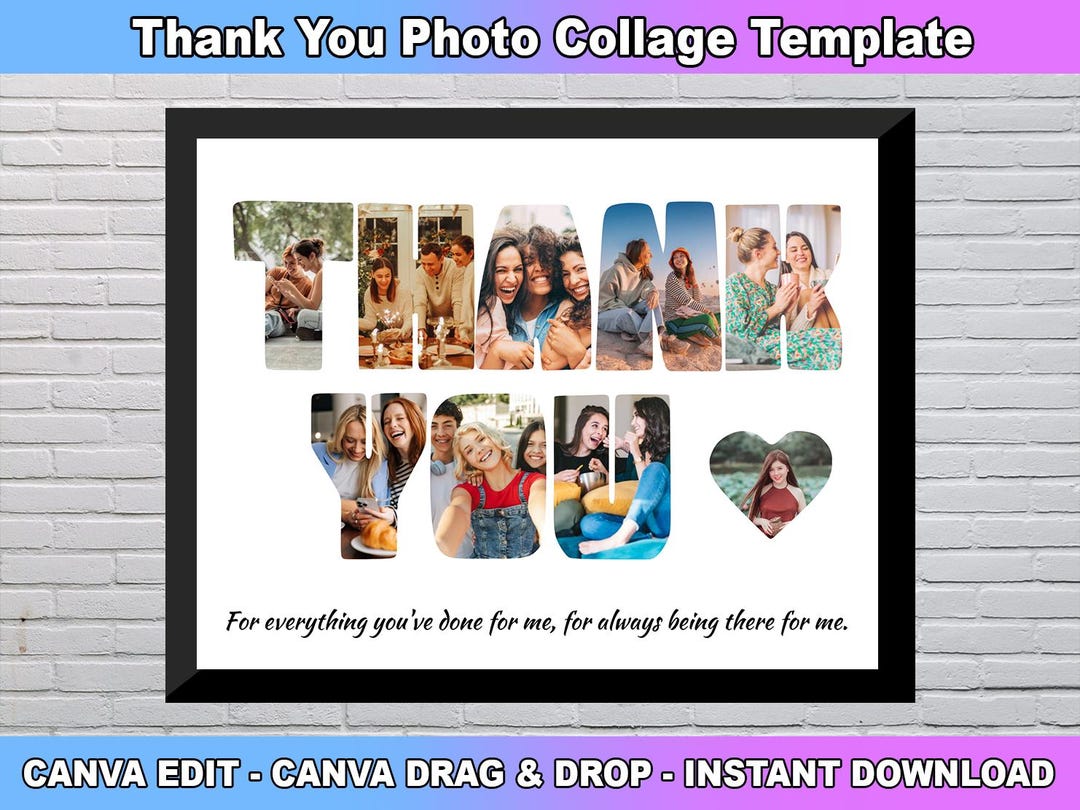 Thank You Photo Collage Template, Editable 9 Photos Template, Teacher's ...