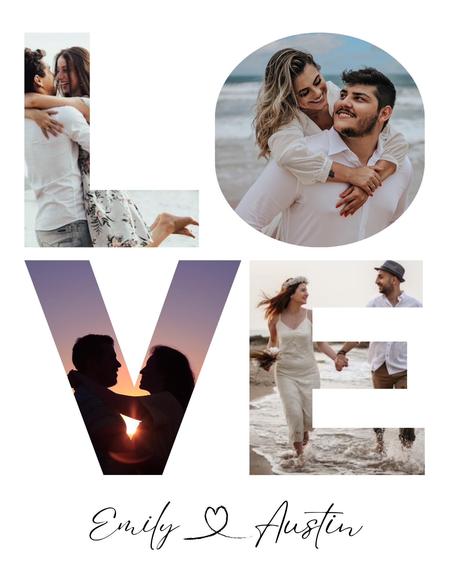 LOVE Letter Photo Collage Template, Birthday Photo Collage Template ...