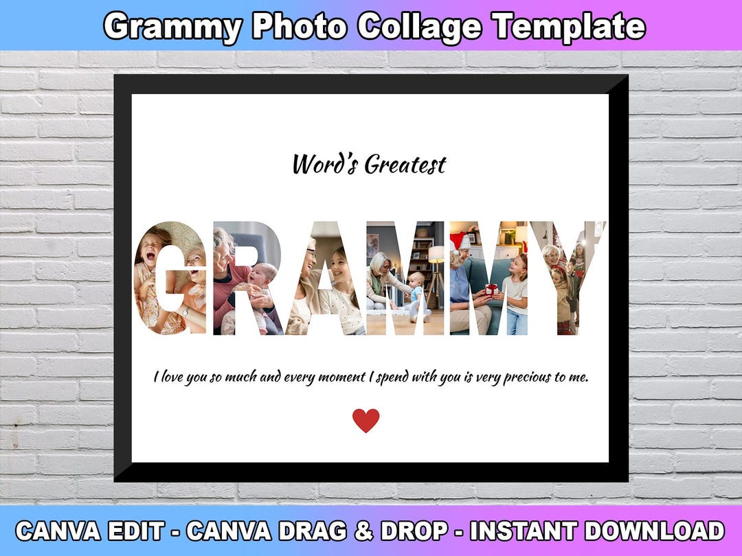 Grammy Photo Collage Template, Personalized Mother's Day Gift for Lola ...