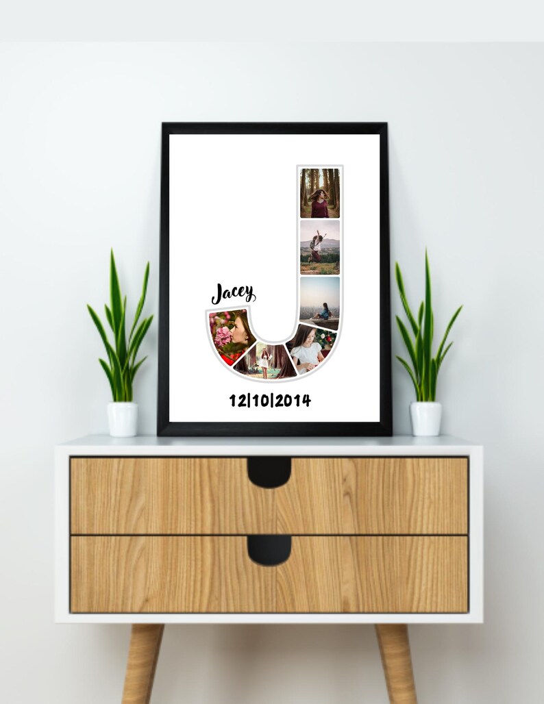 Letter J Photo Collage Template, Letter J Custom Name, Initial Photo ...