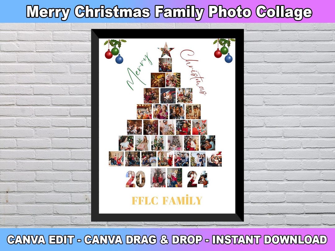 Christmas Tree Collage Template, Christmas Photo Collage, 2025 New Year ...