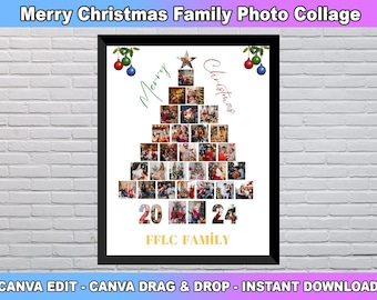 Christmas Tree Collage Template, Christmas Photo Collage, 2025 New Year ...