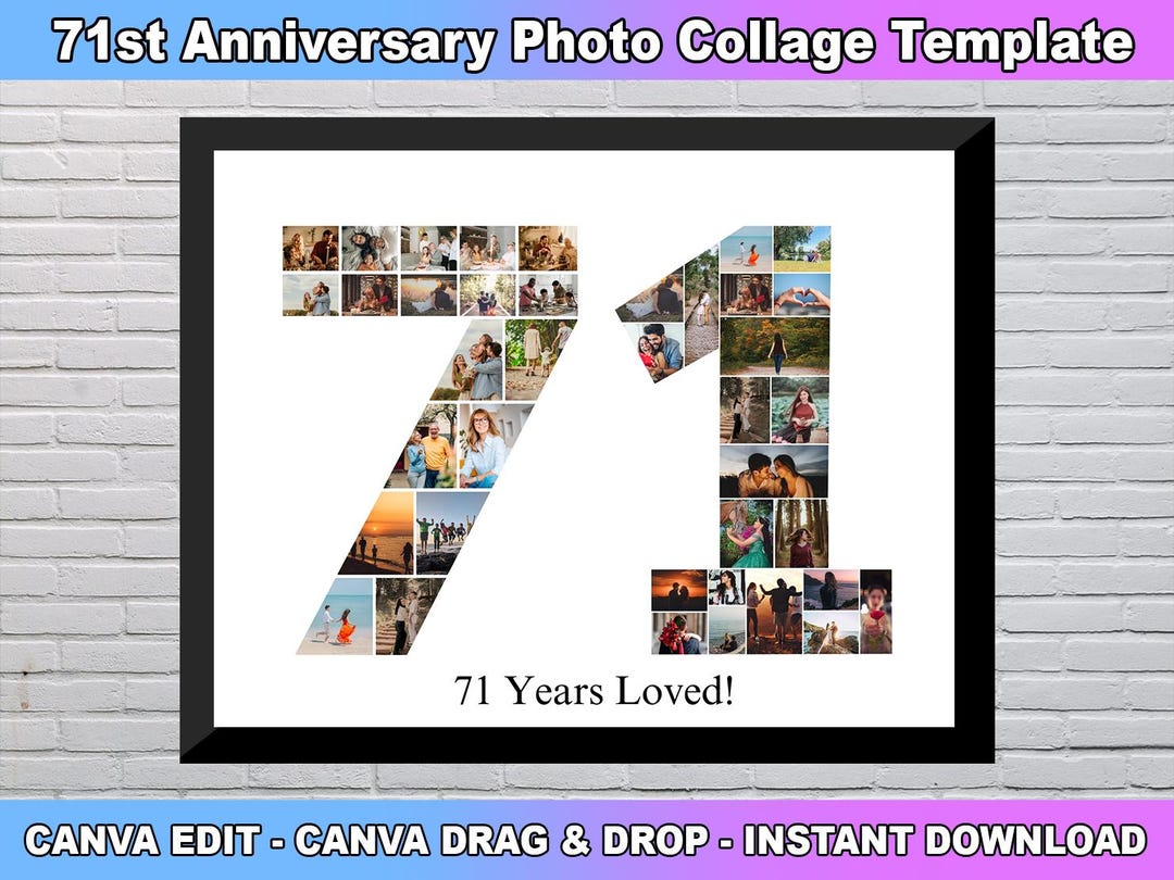 71st Birthday Photo Collage Template, Number 71 Collage, 71st Collage ...
