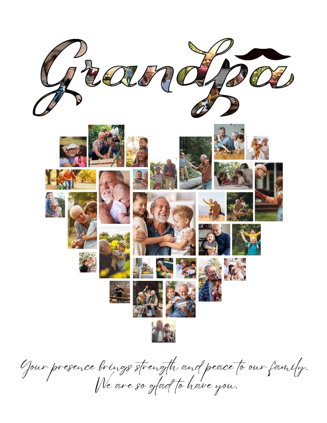 Grandpa Photo Collage Template, Father's Day and Birthday Gift for ...