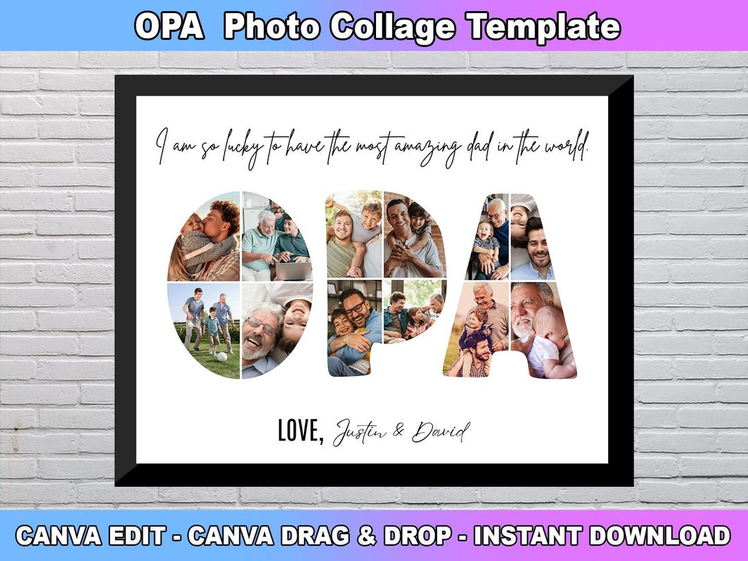 OPA Photo Collage Template, Digital Printable, Personalized Photo ...