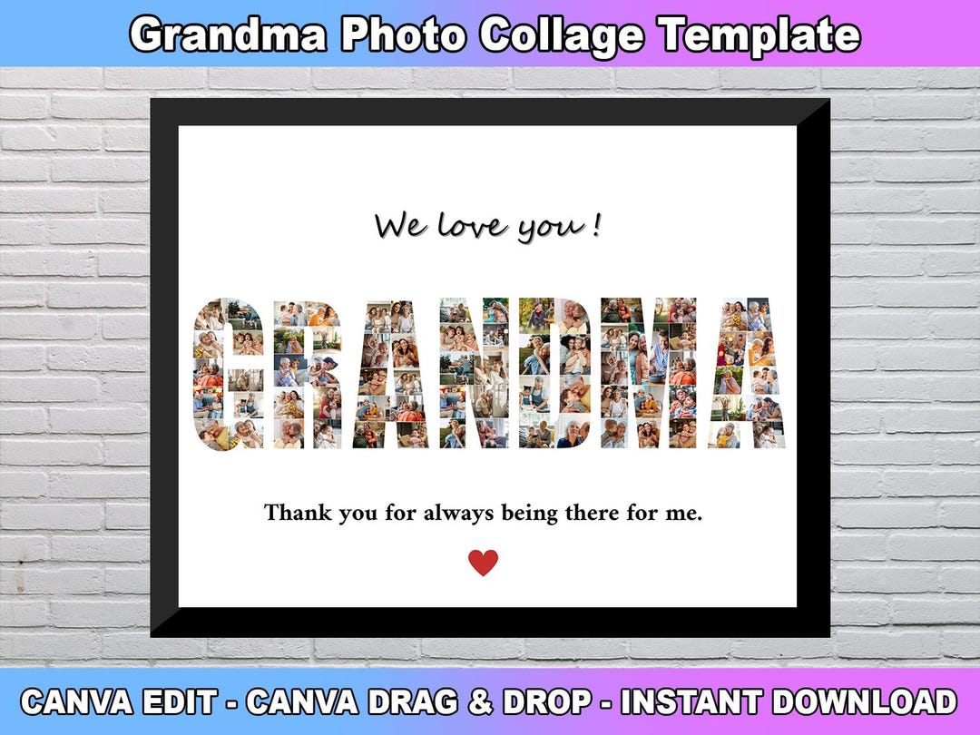 Grandma Photo Gift Collage Template, Personalized Grandma, Mother's Day ...