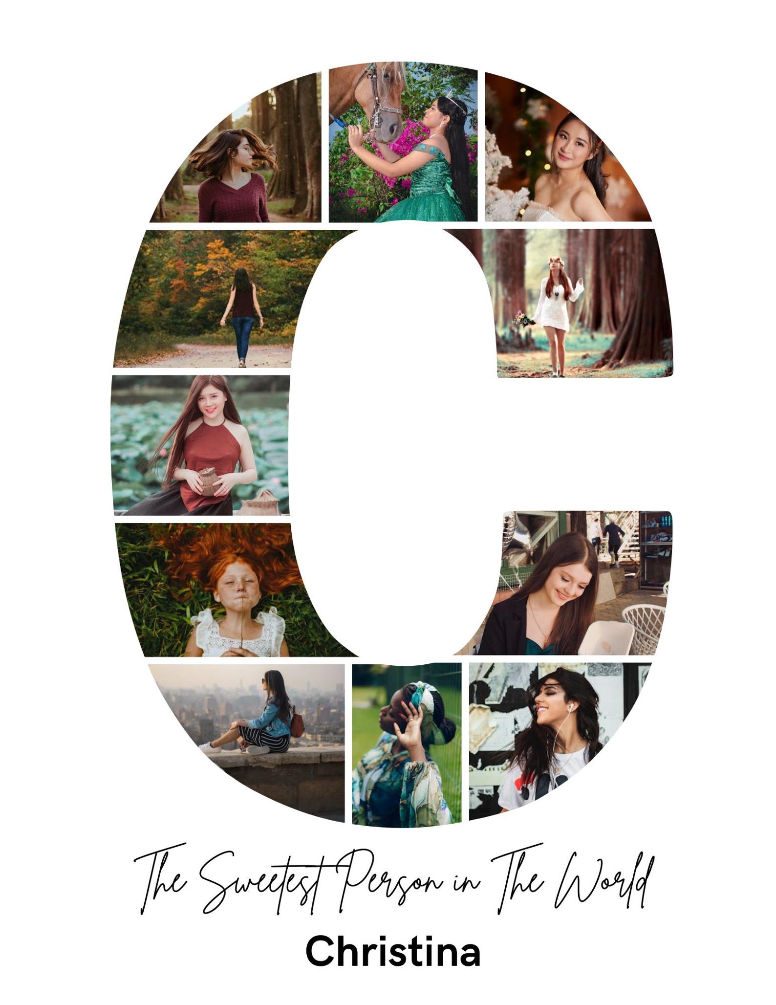 Letter C Photo Collage Template, Letter Custom Name, Initial Photo ...