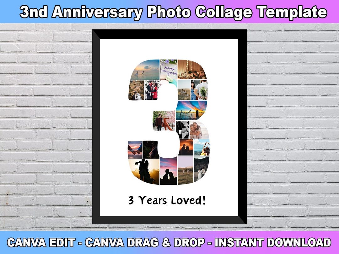 3rd Birthday Photo Collage Template, Number 3 Collage, 3rd Collage, 3rd ...