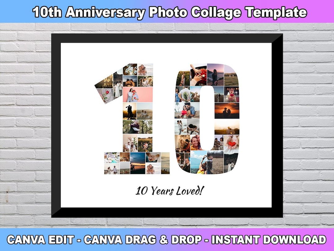 10th Birthday Photo Collage Template, Number 10 Collage, 10th Collage ...
