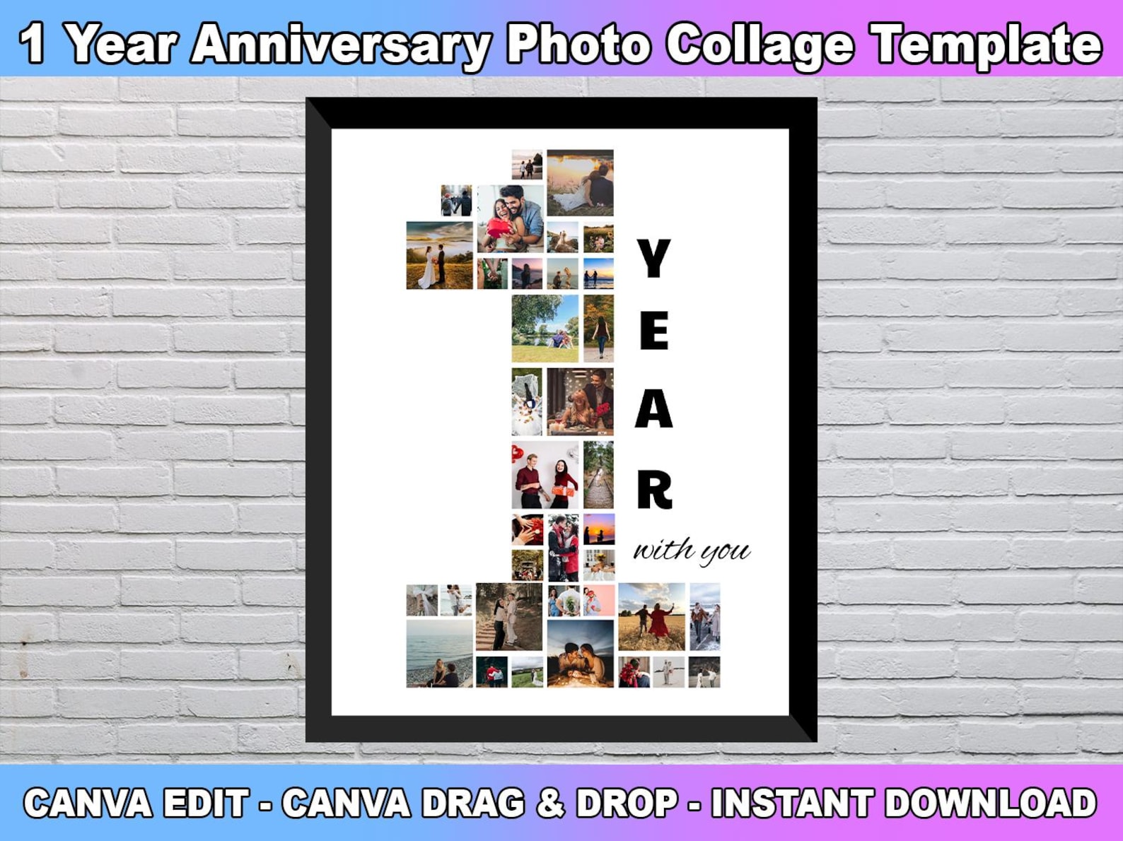 1st Birthday Photo Collage Template, Number 1 Collage, 1st Collage, 1st ...