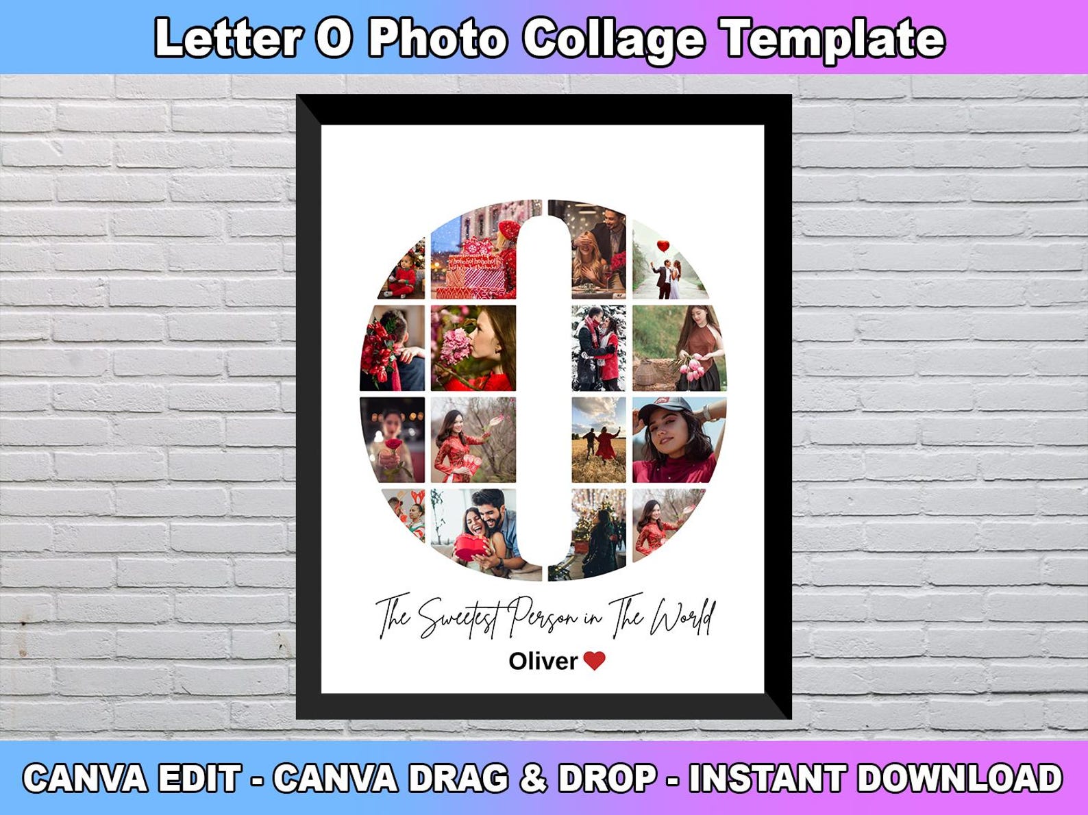 Letter O Photo Collage Template, Letter O Custom Name, Initial Photo ...