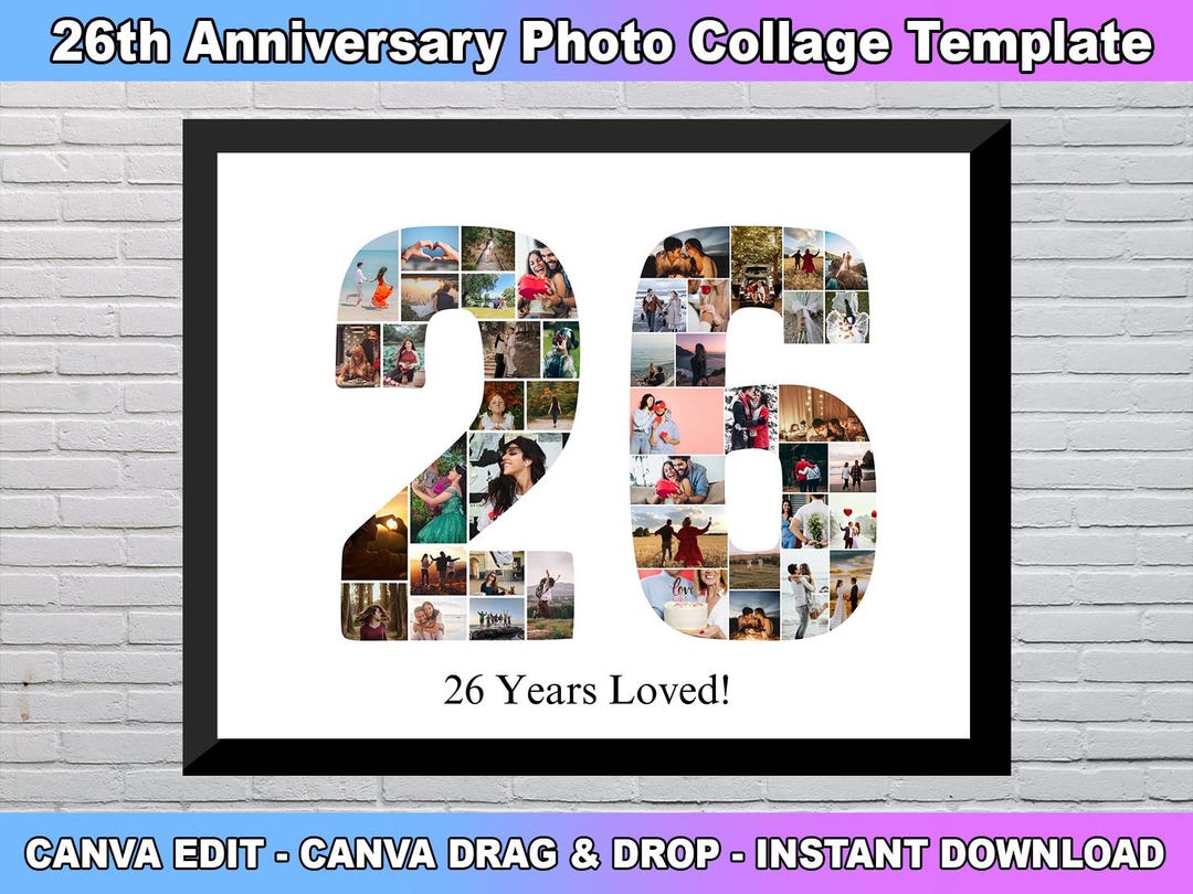 26th Birthday Photo Collage Template, Number 26 Collage, 26th Collage ...