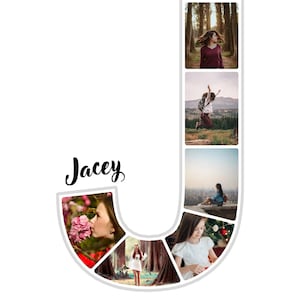 Letter J Photo Collage Template, Letter J Custom Name, Initial Photo ...