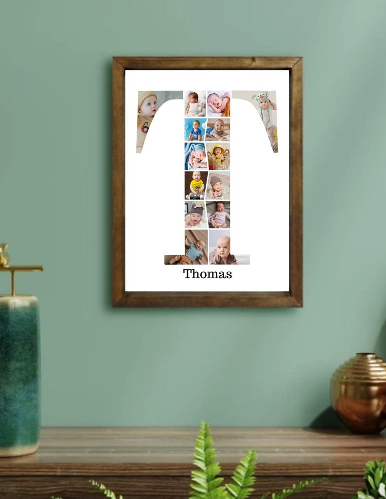Letter T Photo Collage Template, Letter T Custom Name, Initial Photo ...