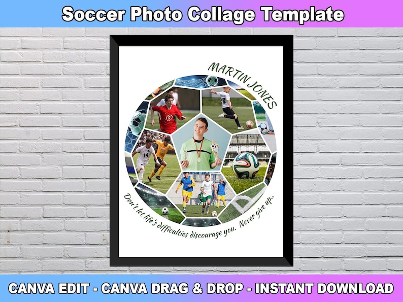 Soccer Photo Collage, Senior Night Gift, Coach Gift Football, Sport ...