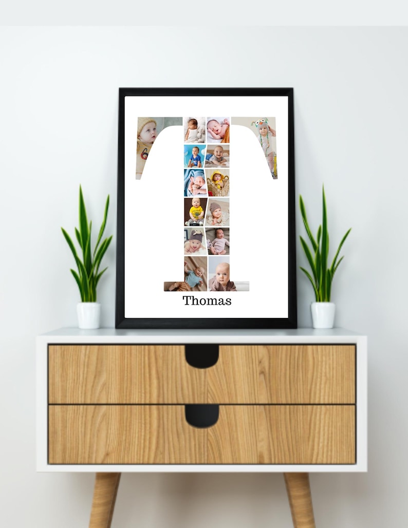 Letter T Photo Collage Template, Letter T Custom Name, Initial Photo ...