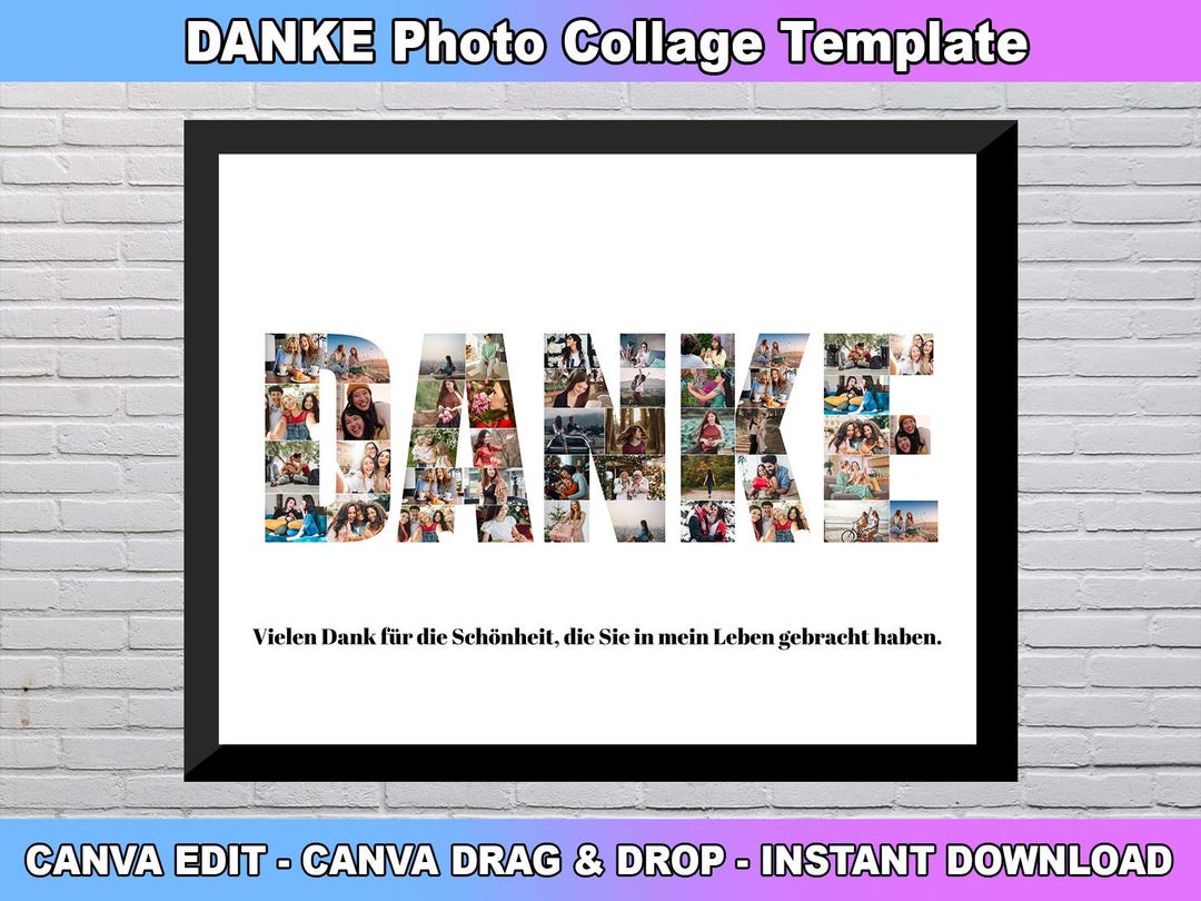 DANKE Photo Collage Template, Thank You Collage for Teachers, Gift for ...