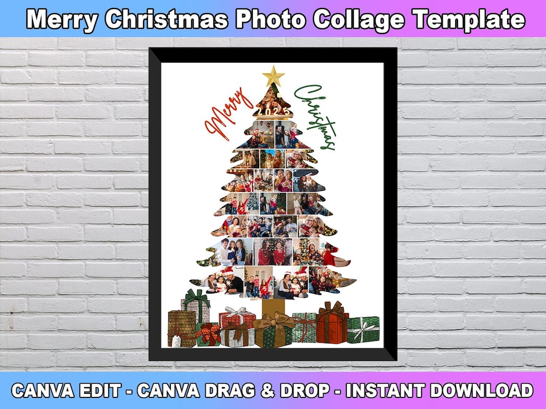 Christmas Tree Collage Template, Christmas Photo Collage, 2025 New Year ...