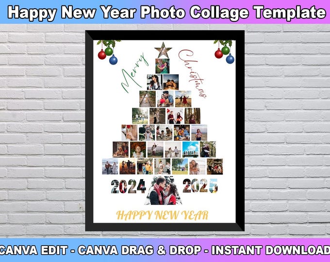 Christmas Tree Collage Template PSD 8" X 10" - 16 Photos - Printable ...