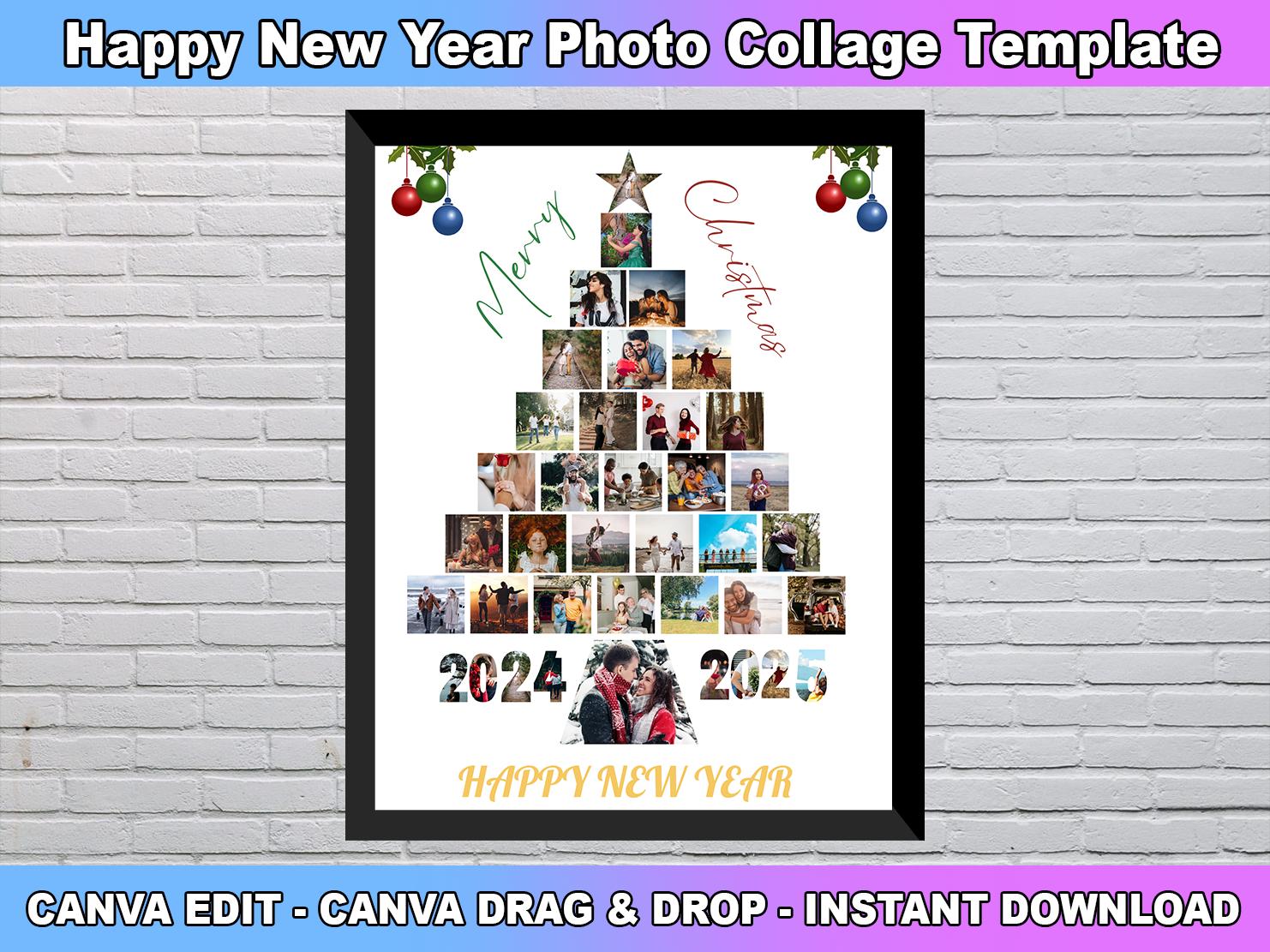 Christmas Tree Collage Template, Christmas Photo Collage, 2025 New Year ...