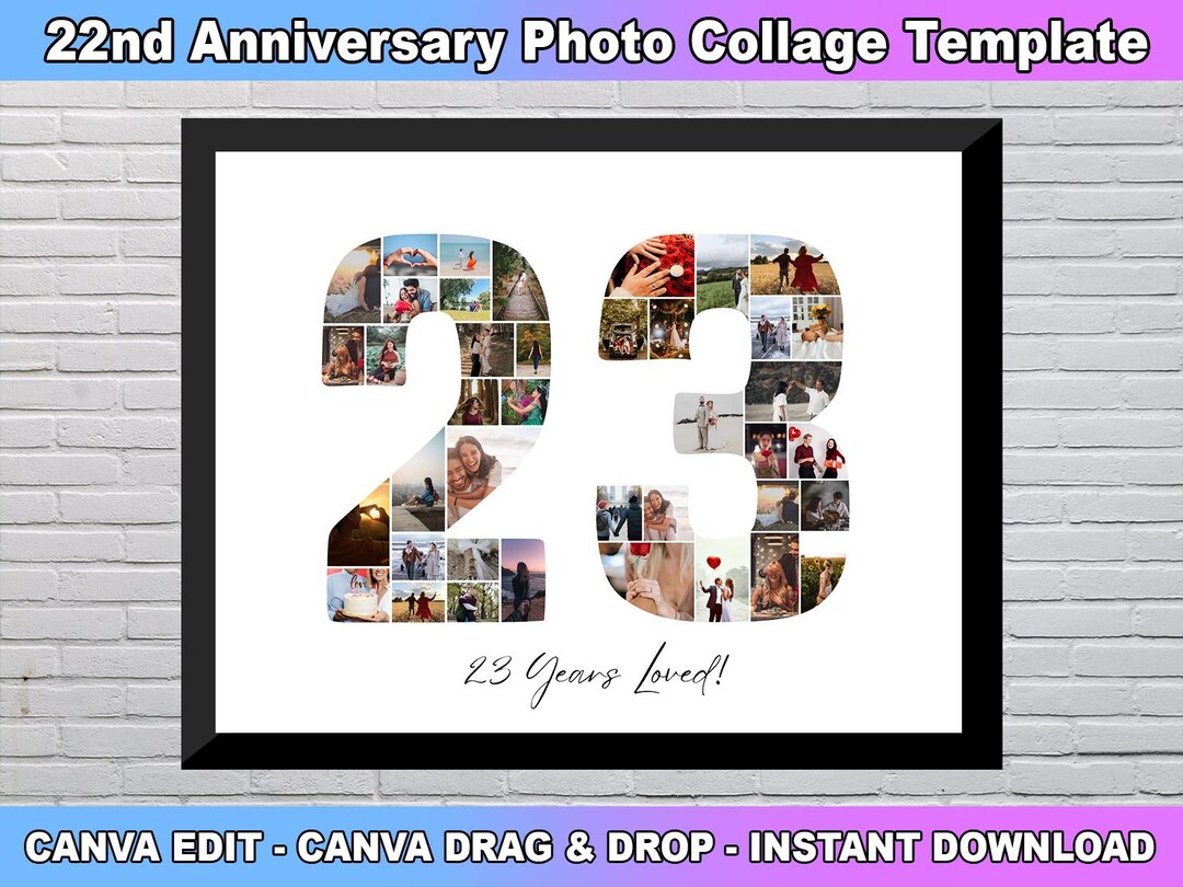 23rd Birthday Photo Collage Template, Number 23 Collage, 23rd Collage ...