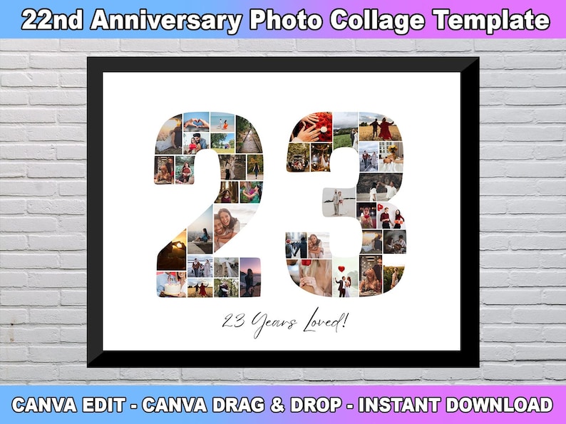 23rd Birthday Photo Collage Template, Number 23 Collage, 23rd Collage ...