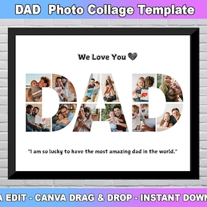 DAD Photo Collage Template, Digital Printable, Personalized Photo ...