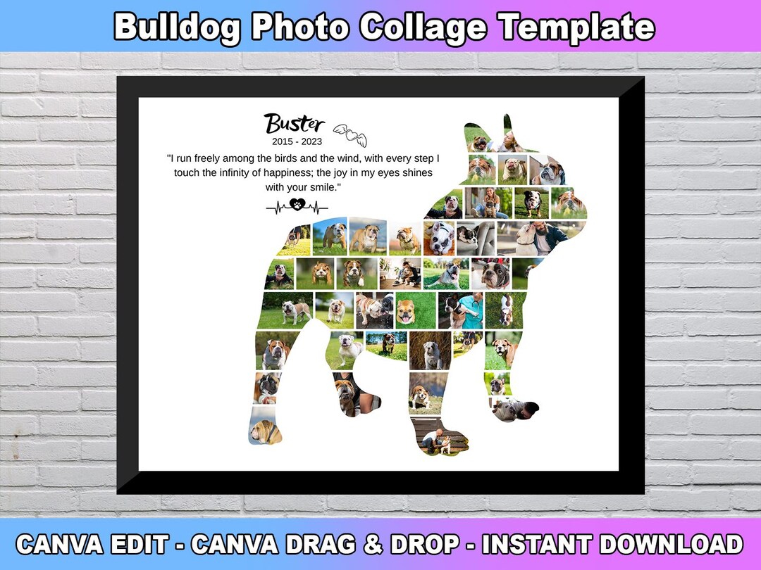 French Bulldog Pet Photo Collage, Gift for Dog, Dog Memorial Collage ...