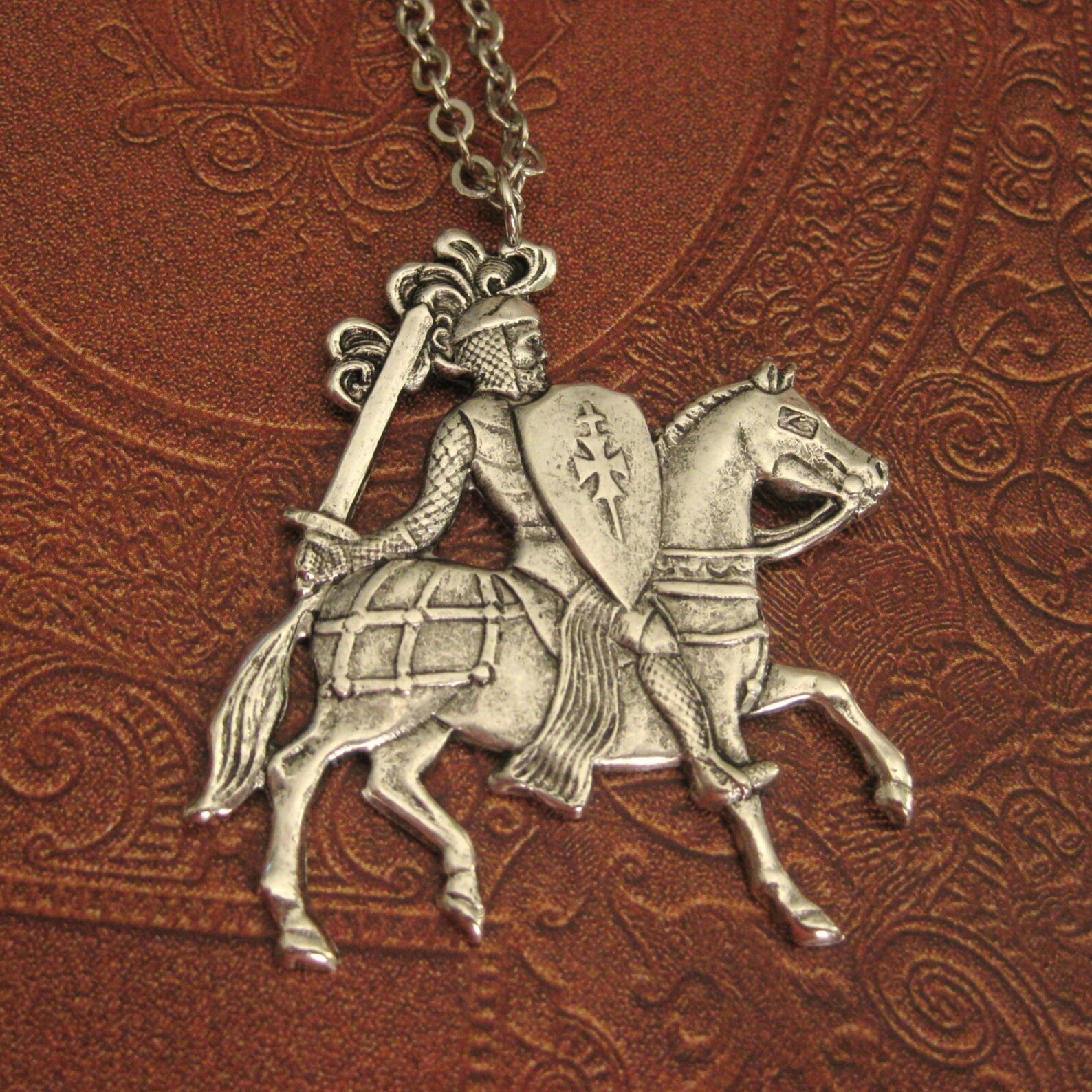Knight Necklace Silver Sir Lancelot Knight in Shining Armor | Etsy
