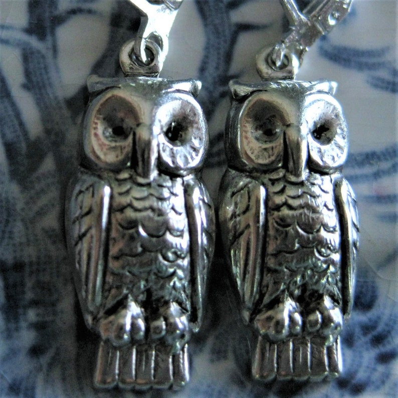 Silver Owl Earrings Studious Owls Owl Jewelry Bird Jewelry - Etsy