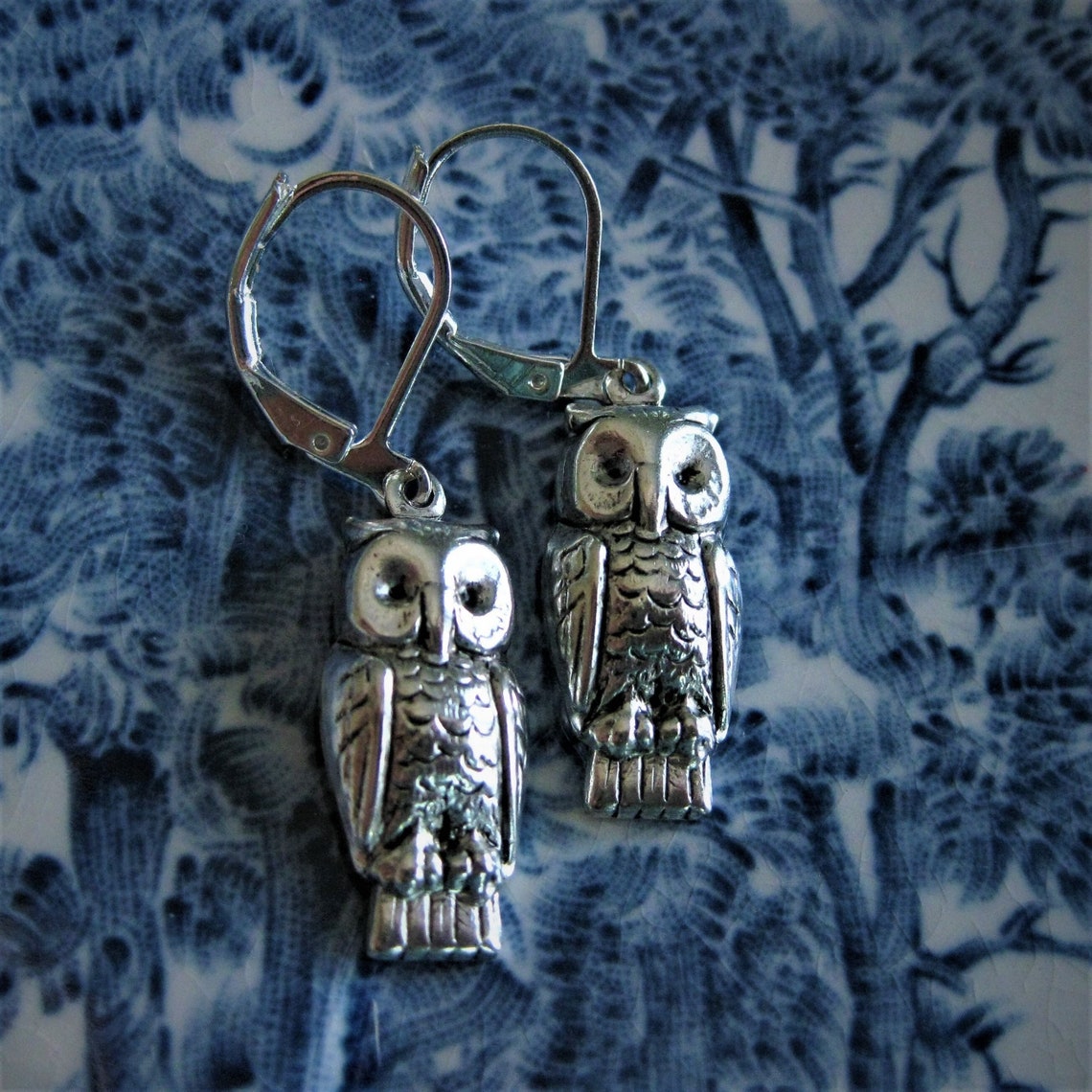 Silver Owl Earrings Studious Owls Owl Jewelry Bird Jewelry - Etsy