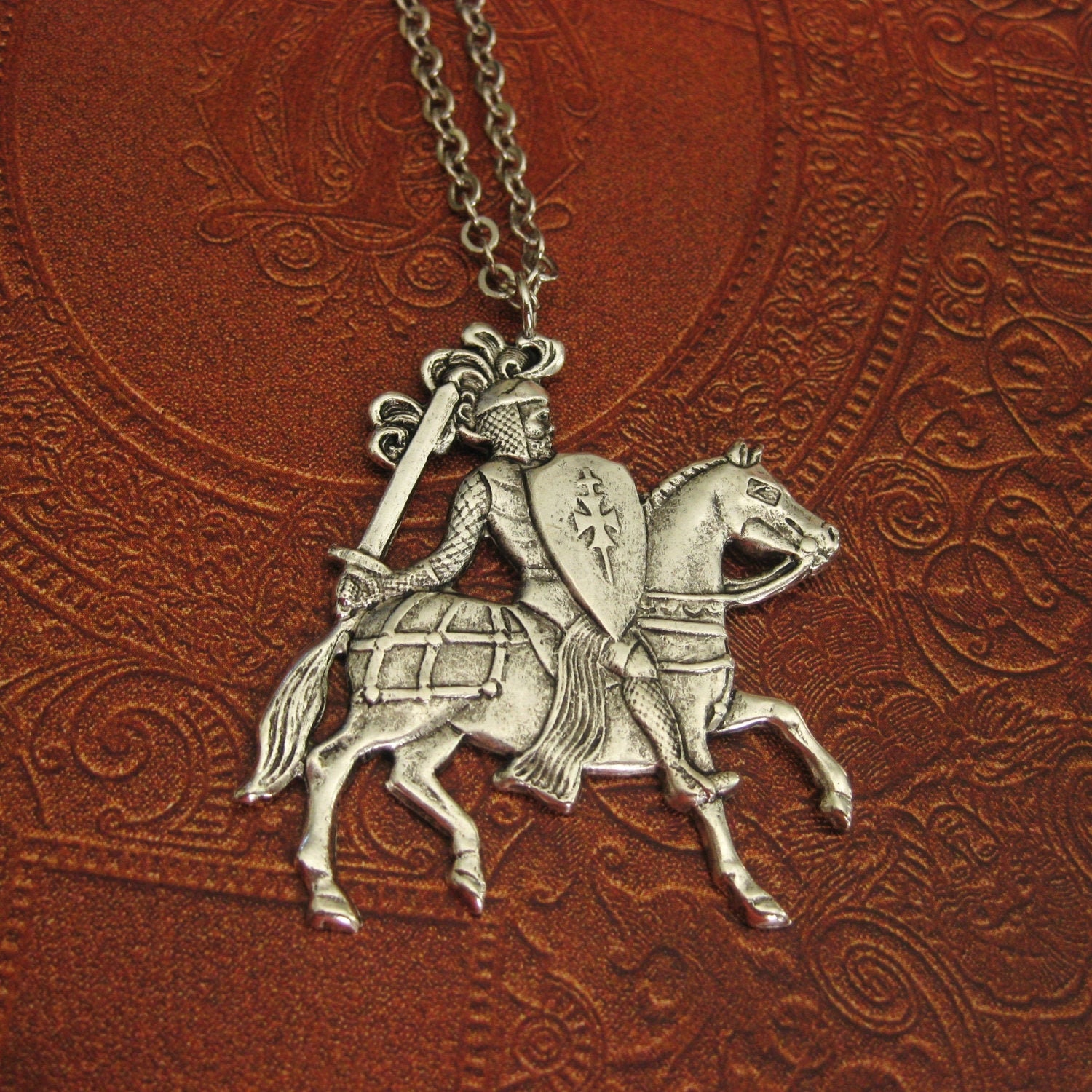 Knight Necklace Silver Sir Lancelot Knight in Shining Armor | Etsy