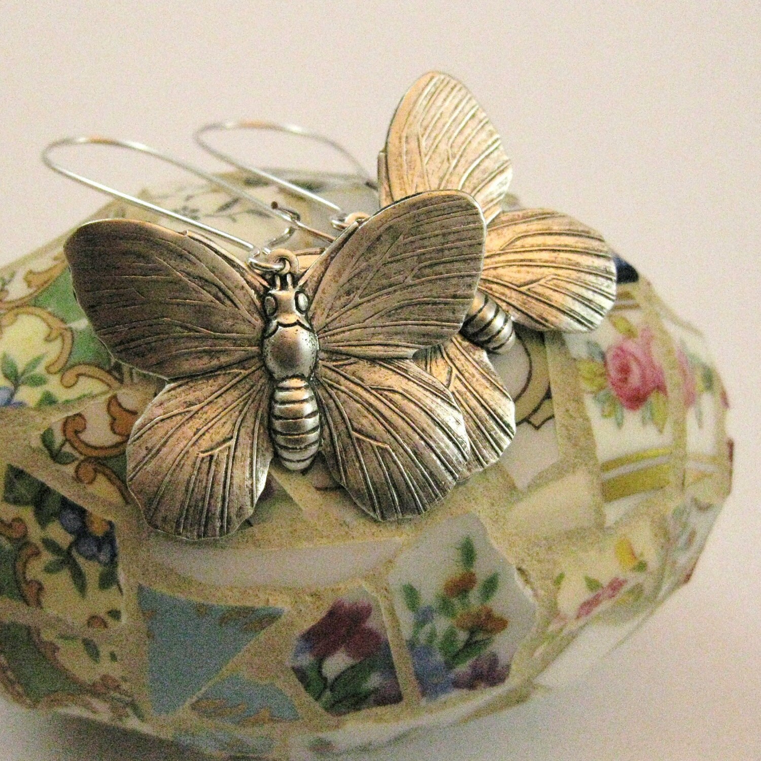 Silver Butterfly Earrings butterfly silver earrings butterfly | Etsy