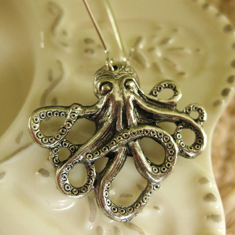 Silver Octopus Earrings Octopus Jewelry Octopi sea creatures | Etsy