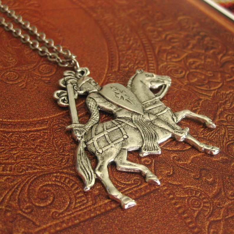 Knight Necklace Silver Sir Lancelot Knight in Shining Armor | Etsy