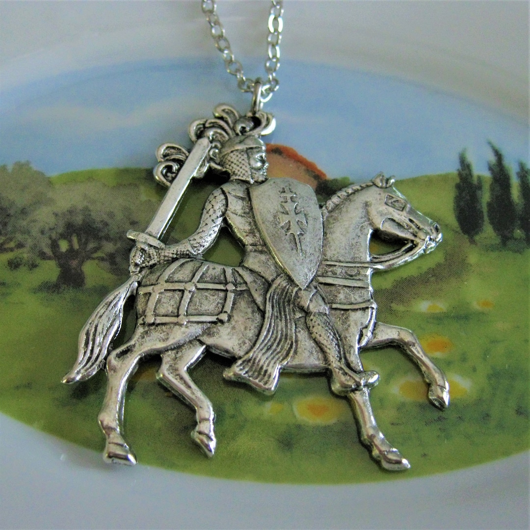 Knight Necklace Silver Sir Lancelot Knight in Shining Armor Necklace ...