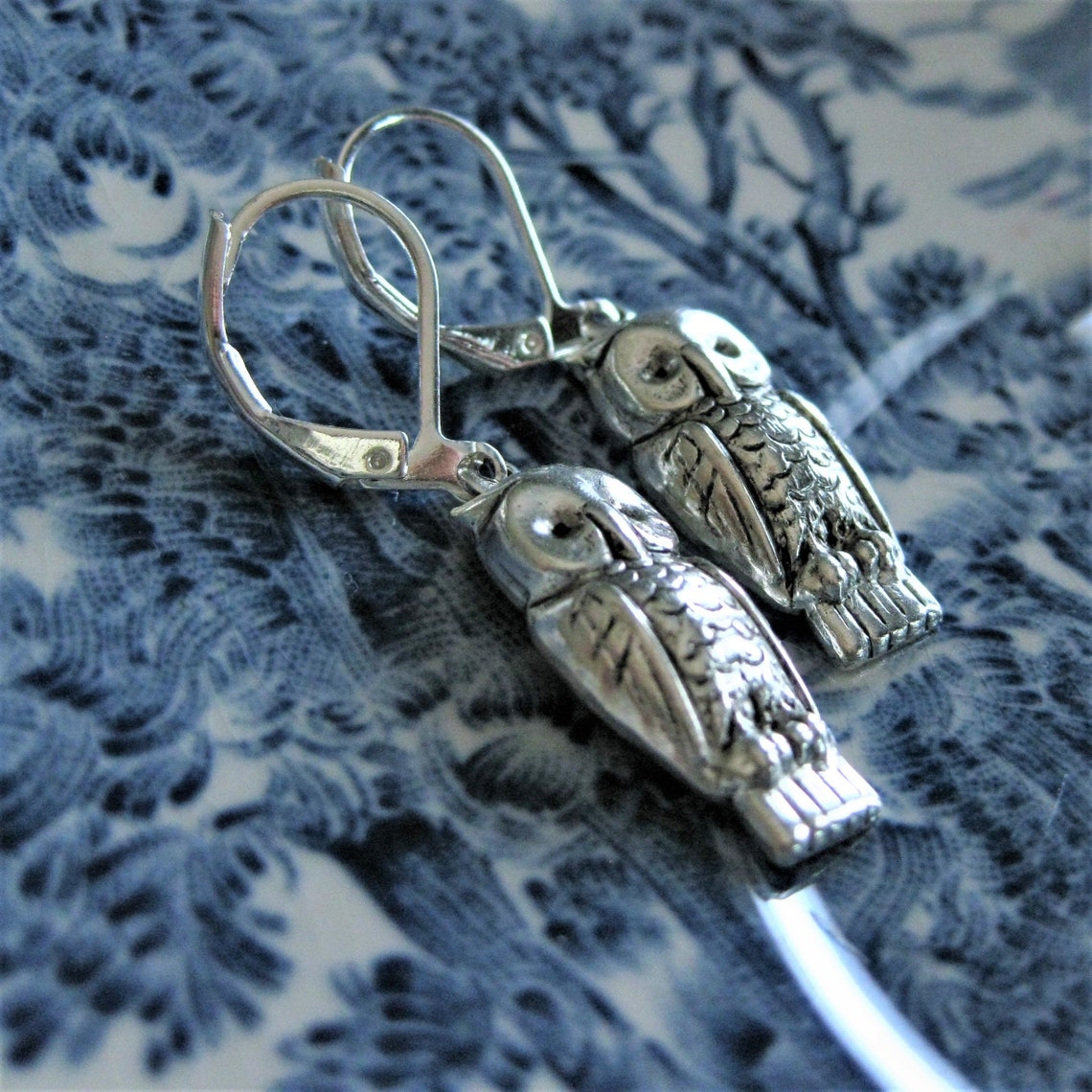 Silver Owl Earrings Studious Owls Owl Jewelry Bird Jewelry - Etsy