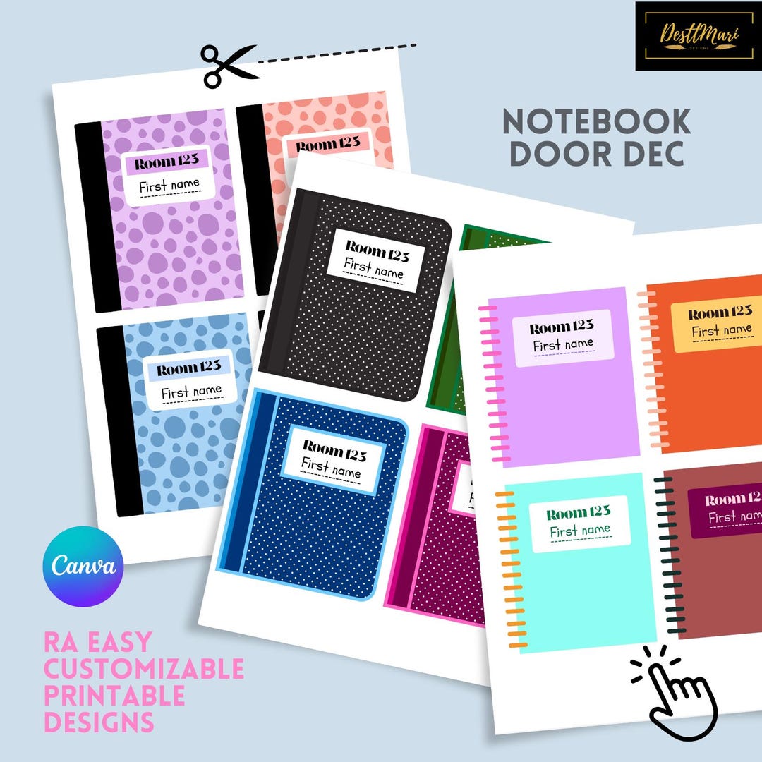 RA Door Dec: Notebook Designed Name Tags With Room Numbers - Etsy
