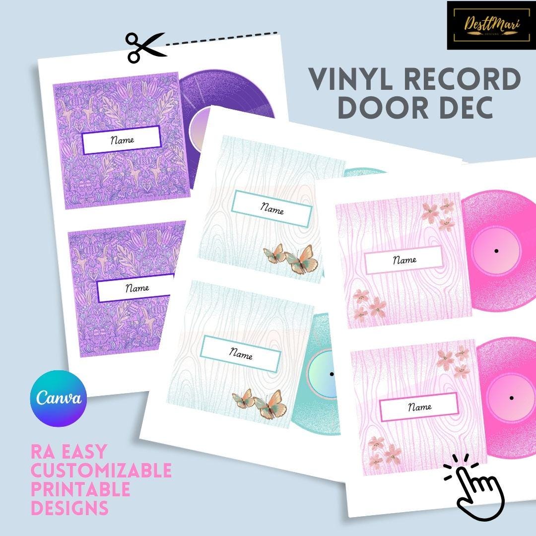 RA Door Dec - Retro Vinyl Record Canva Template: (name Tag / Classroom ...